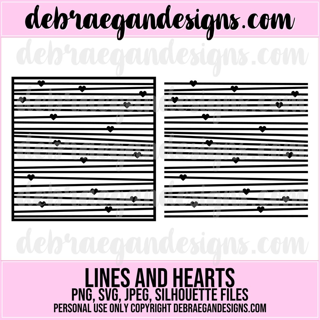 Lines and Hearts Background Cut File- 2 Styles - SVG, PNG, JPEG ...