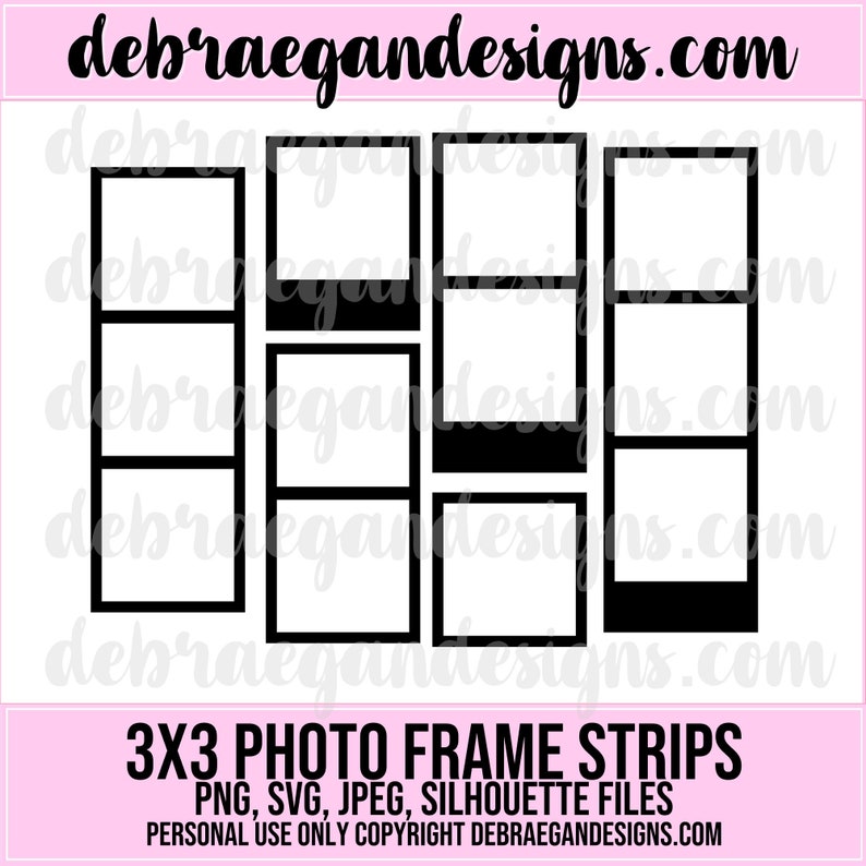 3x3 Photo Frame Strips - SVG, PNG, JPEG - Silhouette Cameo, Cricut ...