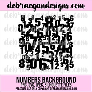 Numbers Background Digital Cut File SVG, PNG Numeral, Numbers SVG ...