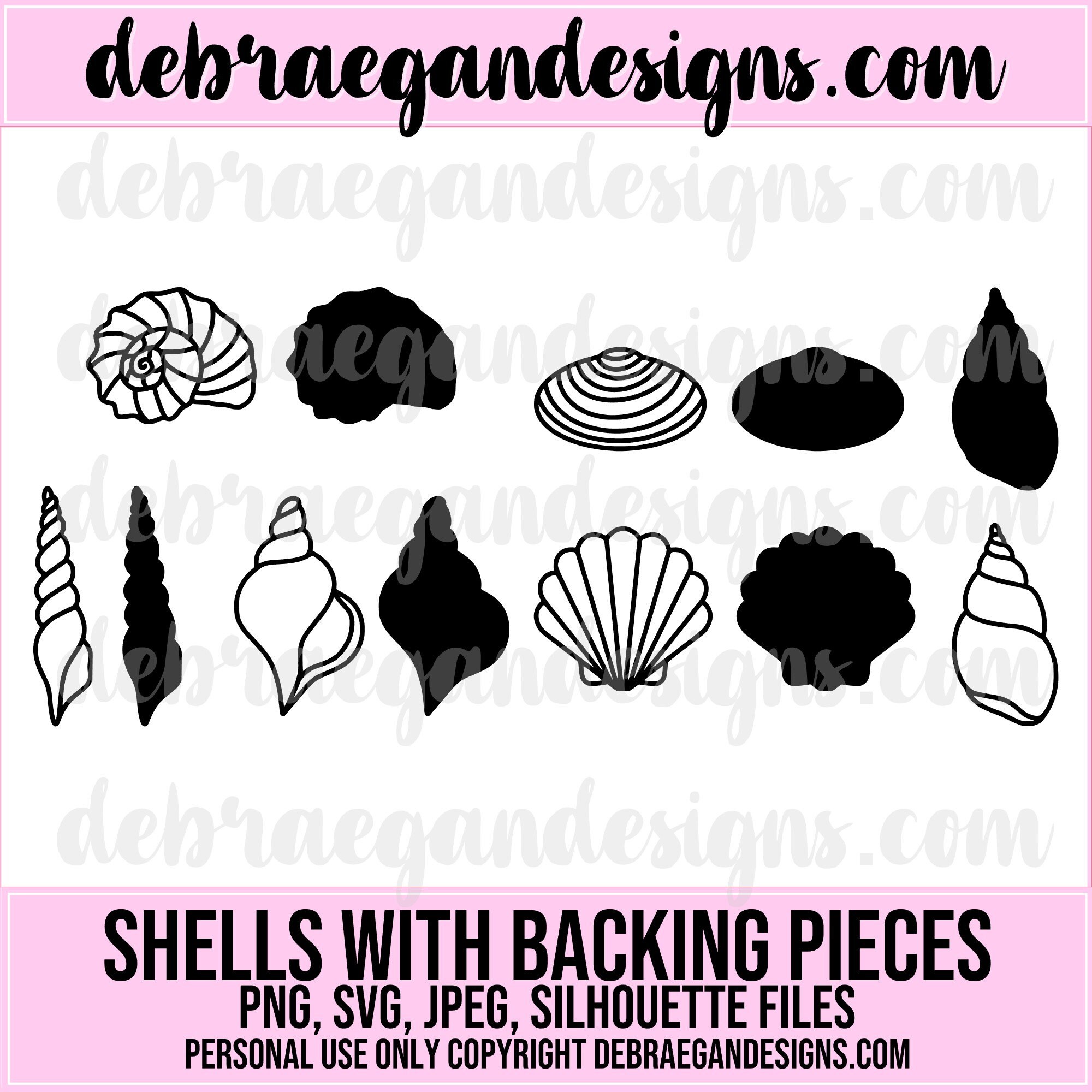Shells Digital Cut File SVG PNG JPEG Silhouette Cameo - Etsy