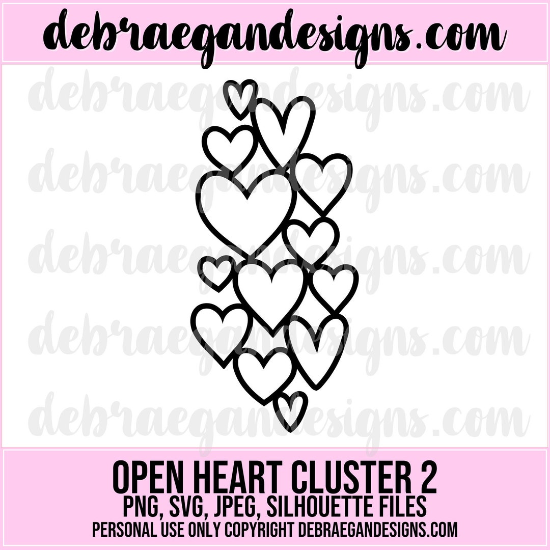 Open Heart Cluster 2 Cut File - SVG, PNG, JPEG - Silhouette Cameo ...