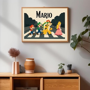 Mario Beatles Abbey Road Inspired Retro Arcade Wall Art - Etsy