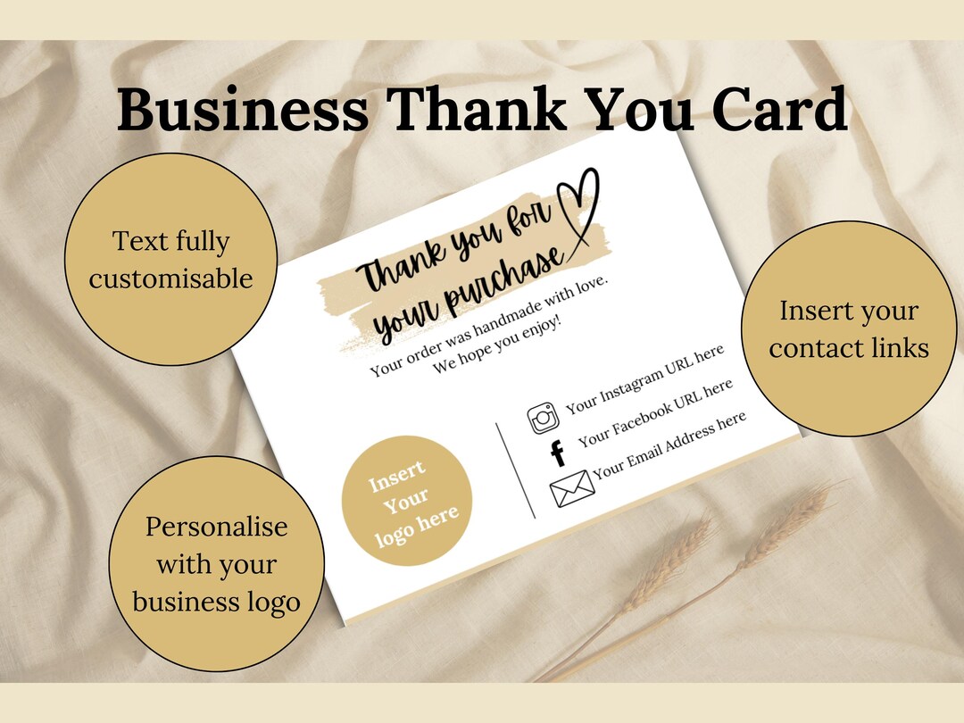 Editable Business Thank You Card, Thank You Package Insert, Thank You ...