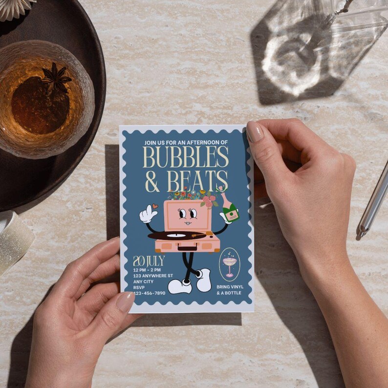 Bubbles and Beats Party Invitation Customizable Holiday Event Template ...