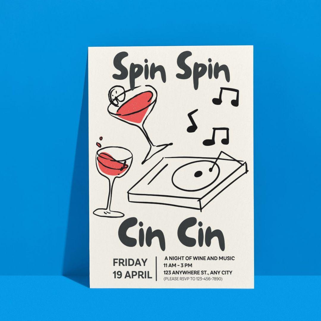 Spin Spin Cin Cin Party Invitation Customizable Invite Template ...
