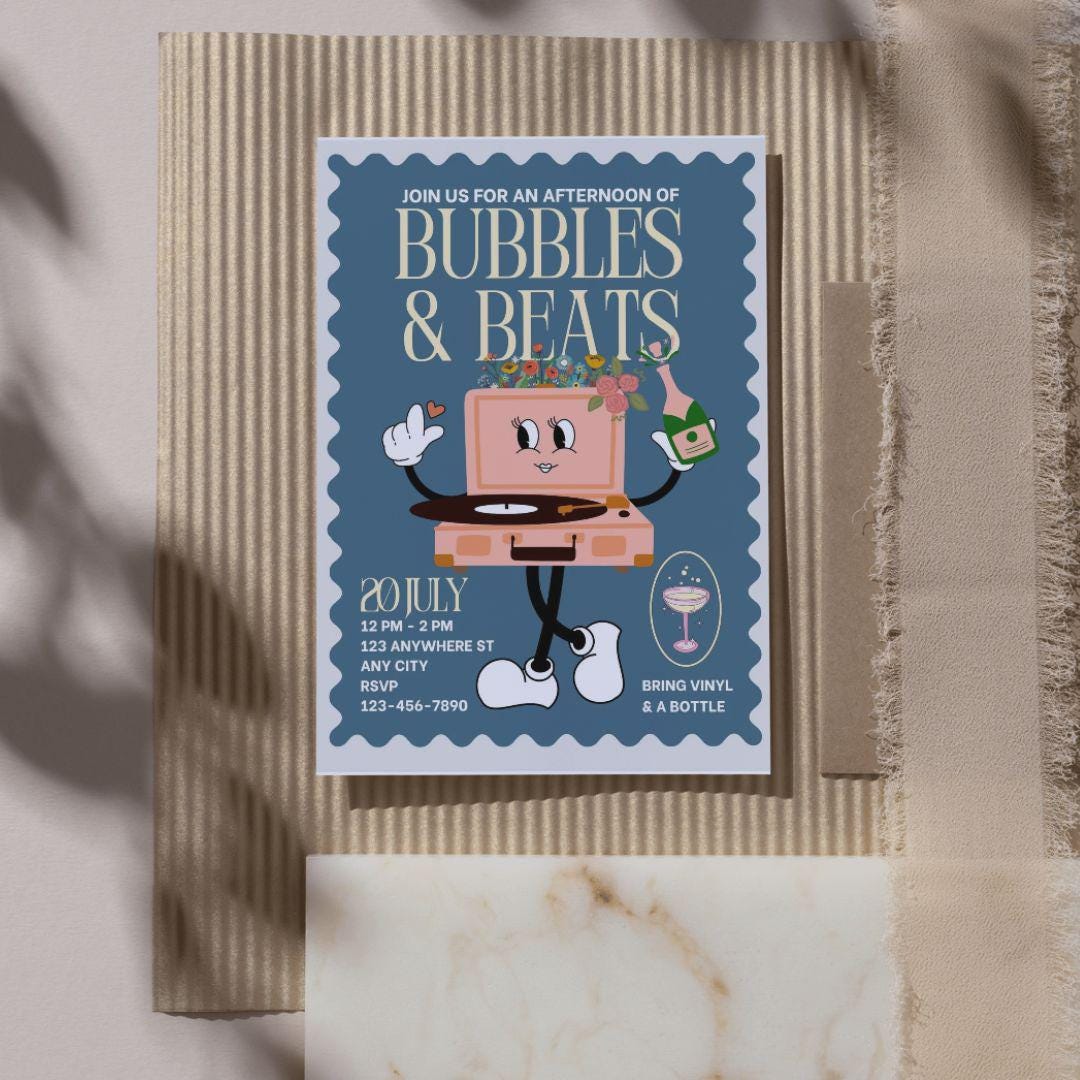 Bubbles and Beats Party Invitation Customizable Holiday Event Template ...