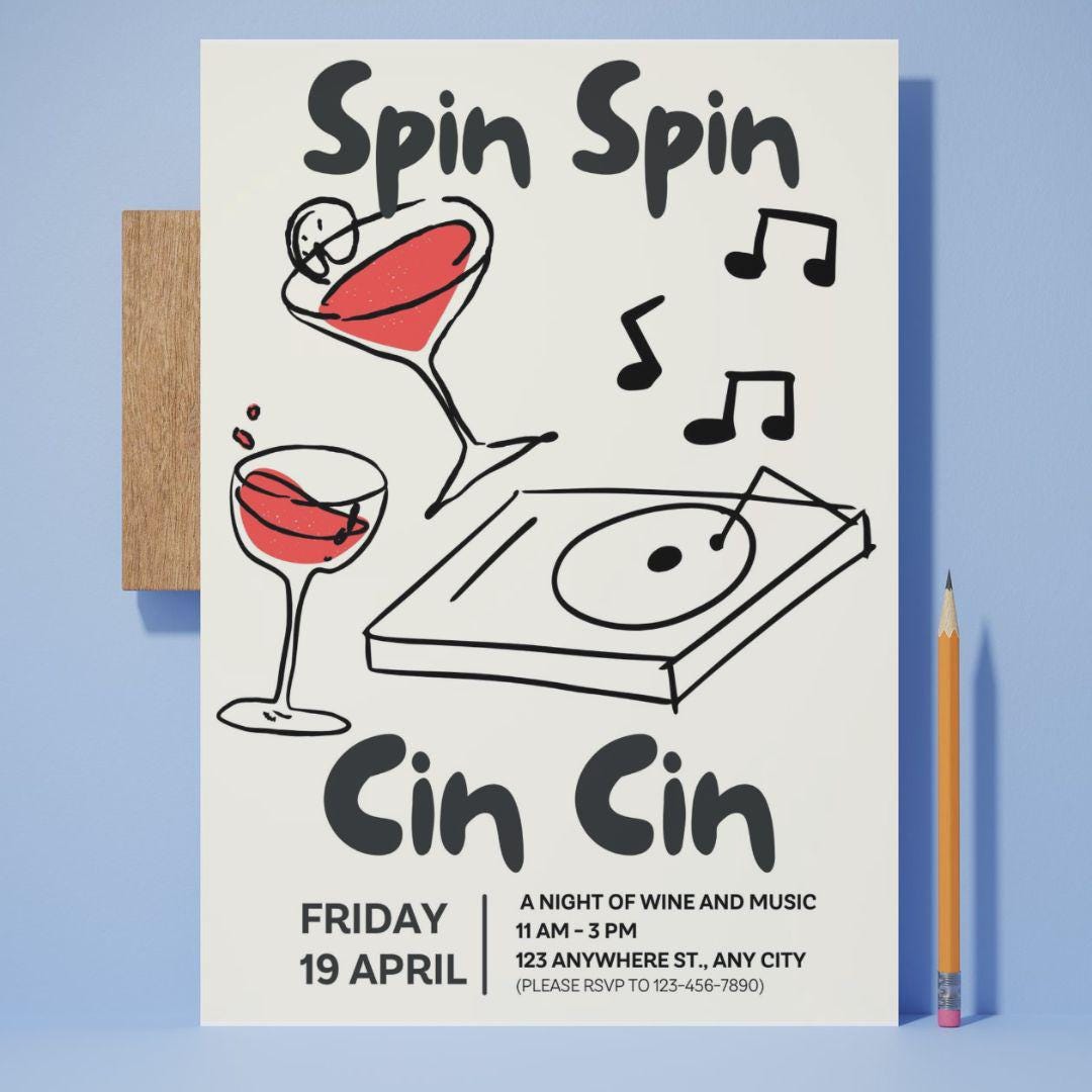 Spin Spin Cin Cin Party Invitation Customizable Invite Template ...