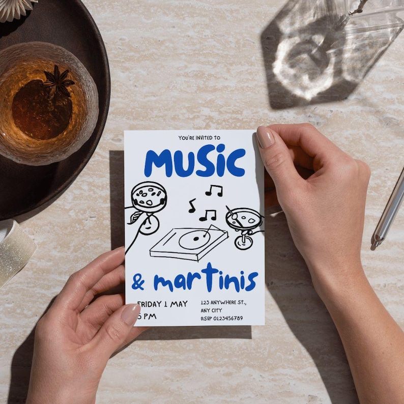 Music and Martinis Party Invitation Customizable Holiday Event Template ...