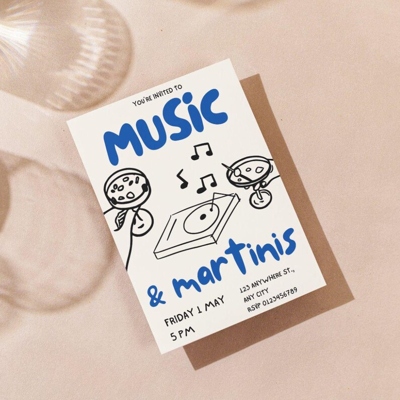 Music and Martinis Party Invitation Customizable Holiday Event Template ...