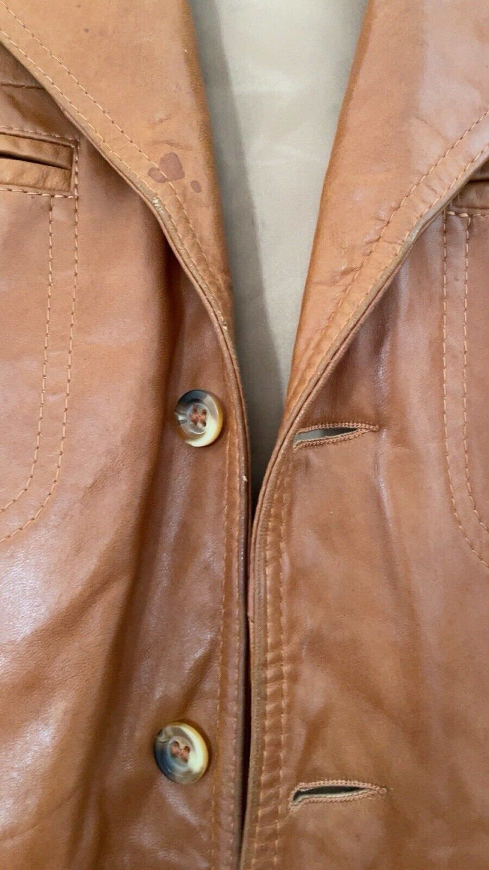 Vintage Remy Leather Fashions Brown Leather Satin Lined Jacket Size 42 ...
