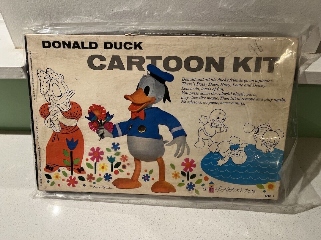Vintage Donald Duck Cartoon Kit Colorforms Set 1960 Disney SEALED - Etsy
