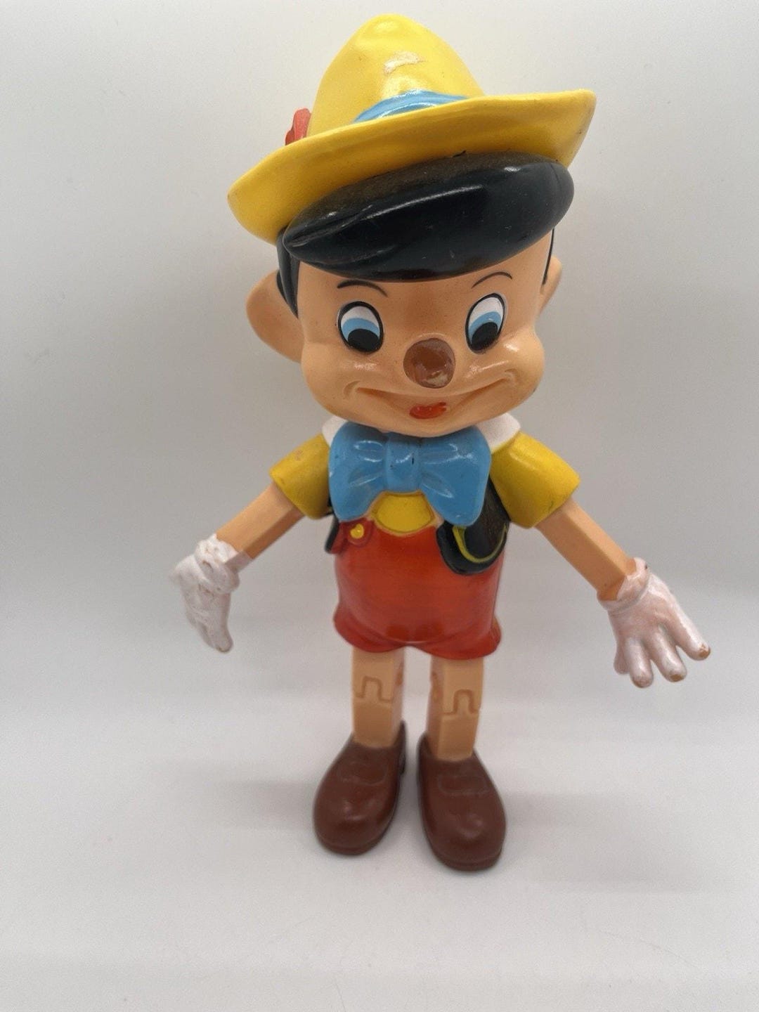 Vintage Disney Pinocchio 7.5" Rubber Figure Doll Squeaker Japan Posable ...