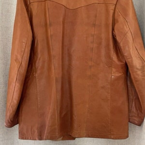 Vintage Remy Leather Fashions Brown Leather Satin Lined Jacket Size 42 ...