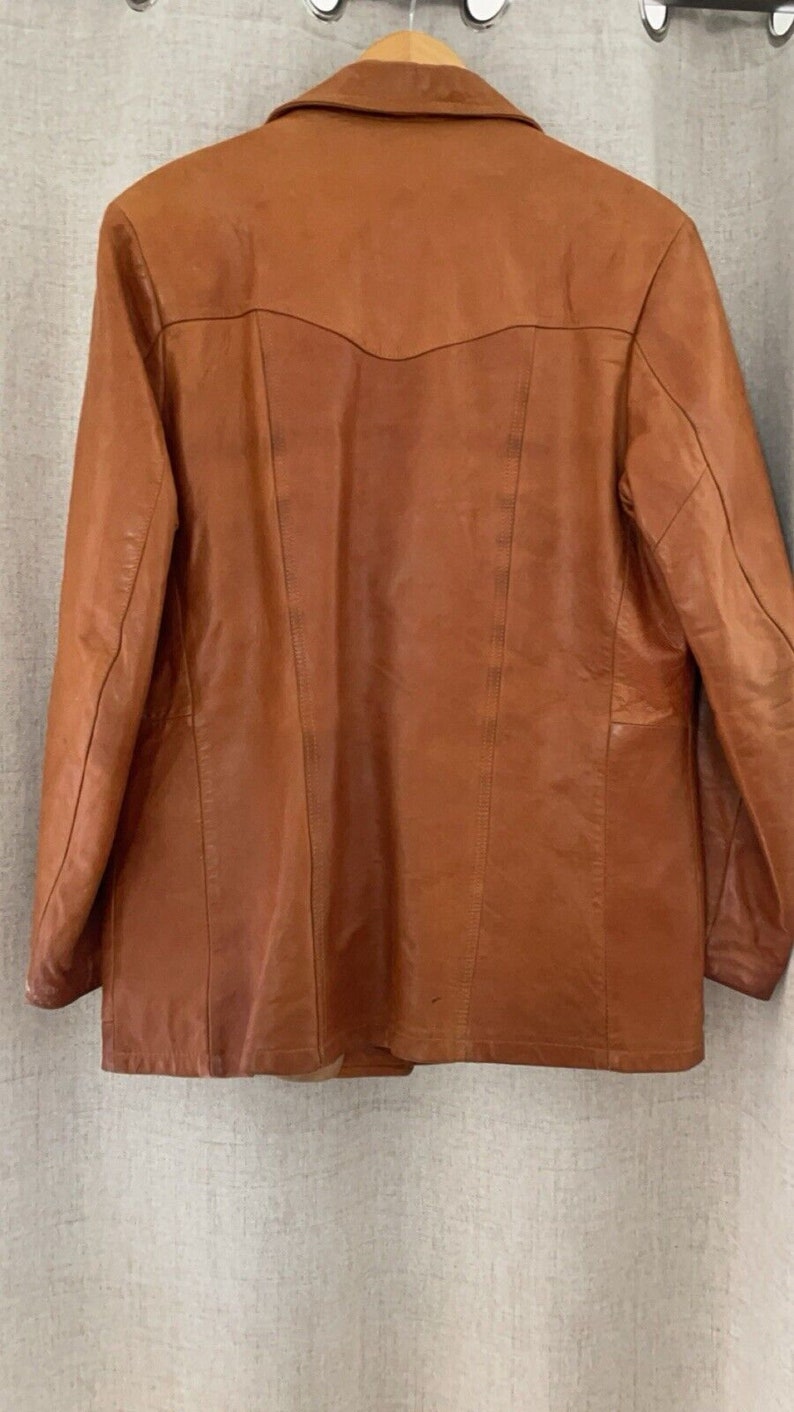 Vintage Remy Leather Fashions Brown Leather Satin Lined Jacket Size 42 ...