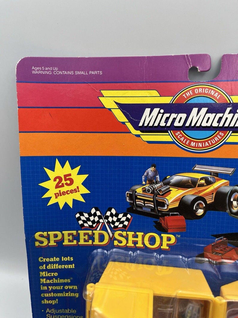 Vintage Galoob Micro Machines Speed Shop 1990 Yellow Tool Box Pit Kit ...