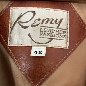 Vintage Remy Leather Fashions Brown Leather Satin Lined Jacket Size 42 ...