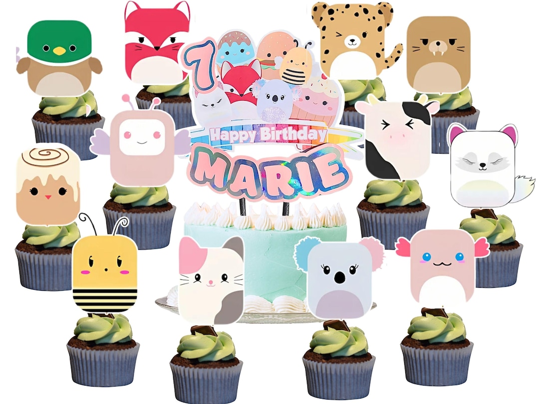 Personalized Squishy Cupcake Cake Topper Happy Birthday Party Supplies ...