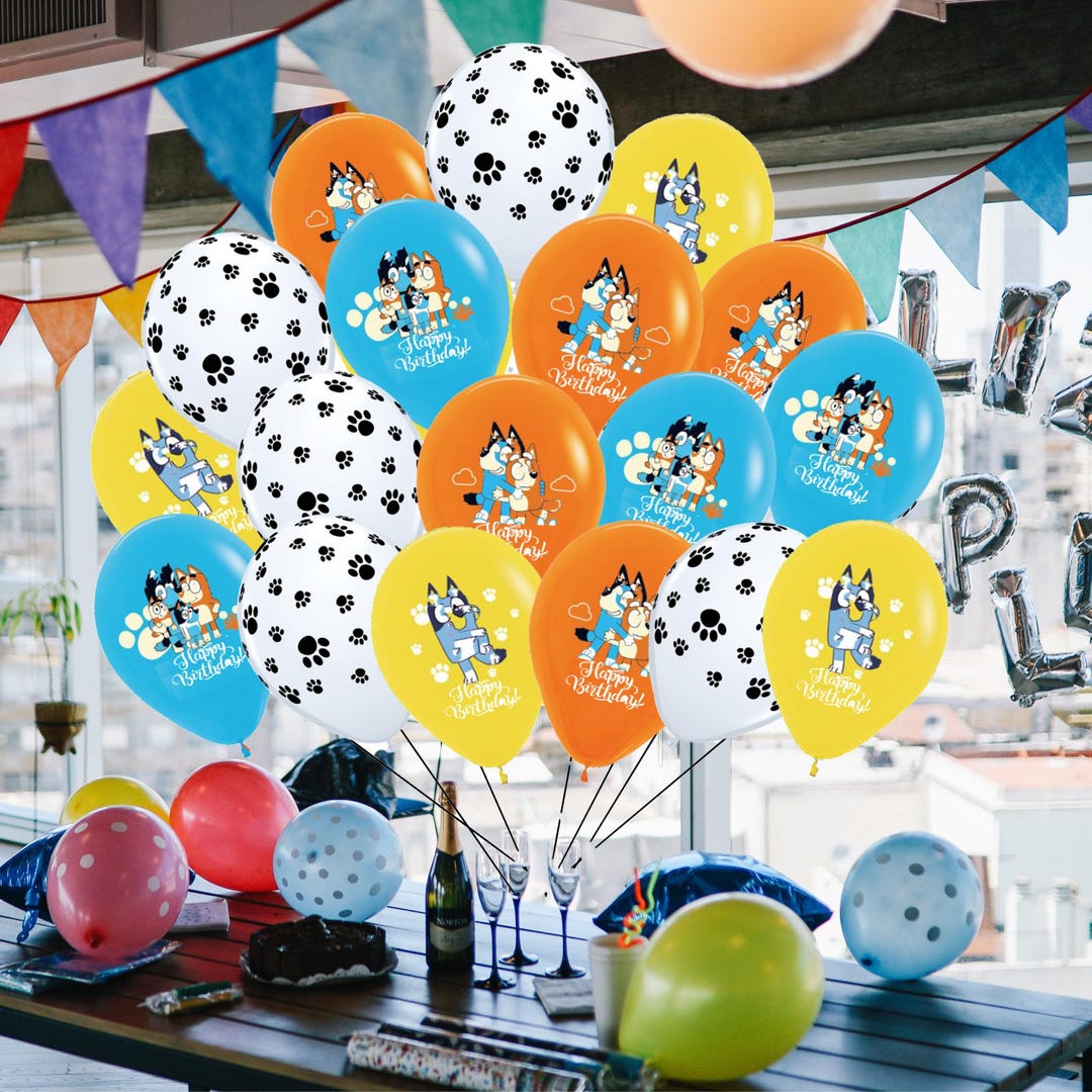 12/24pc Bluey Dog Latex Foil Balloons Happy Birthday Party Supplies ...