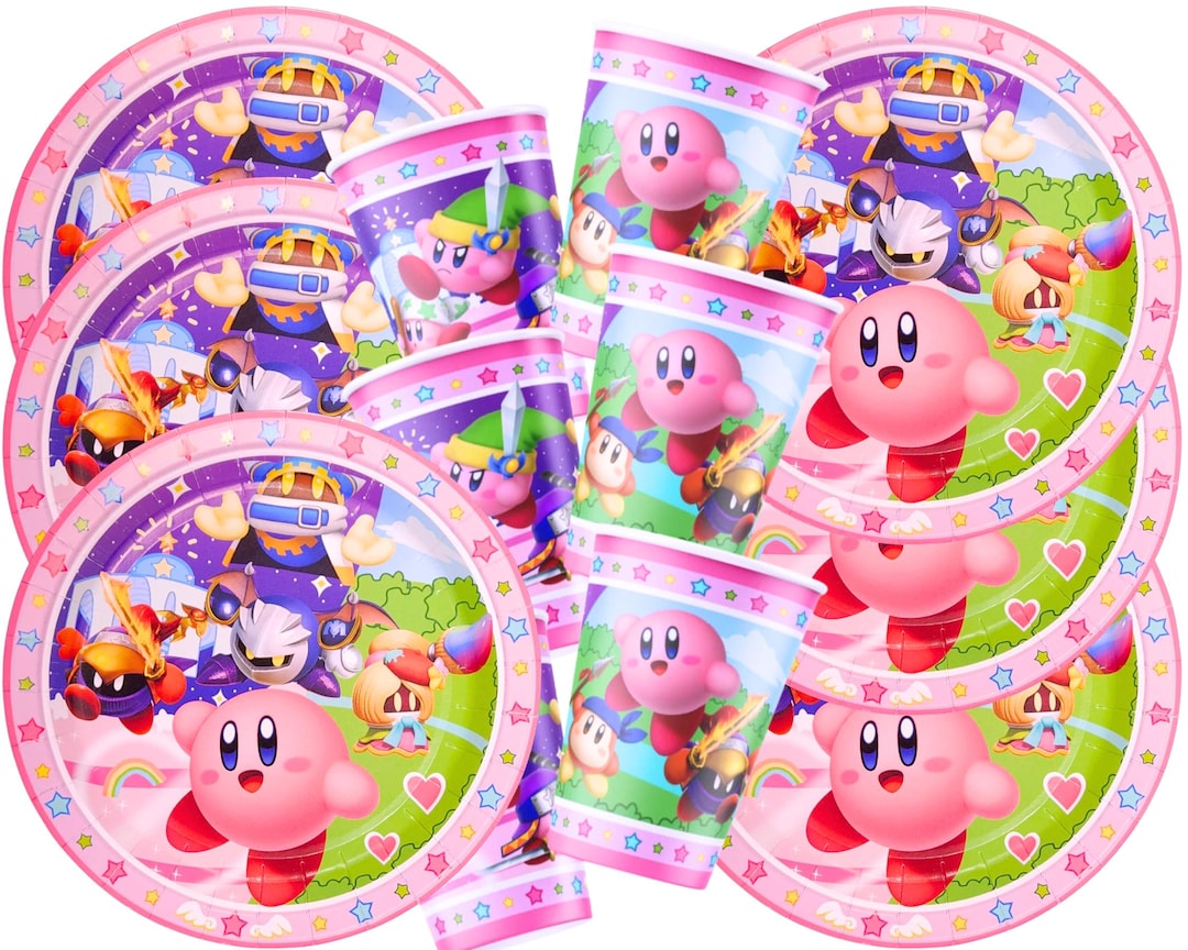12pc Kirby Tableware for Birthday Party Supplies Baby Shower Boy Girl ...