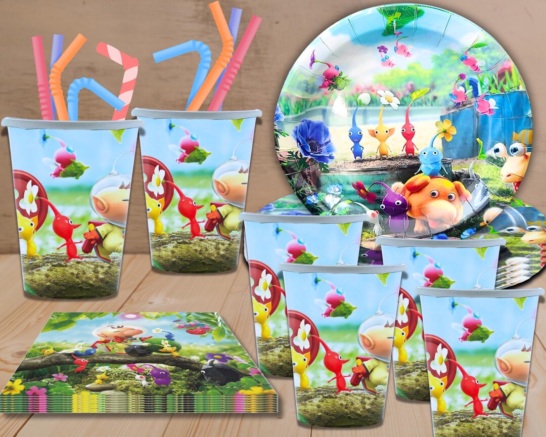 22pc Pikmin Tableware Happy Birthday Party Supplies Baby Shower Boy ...