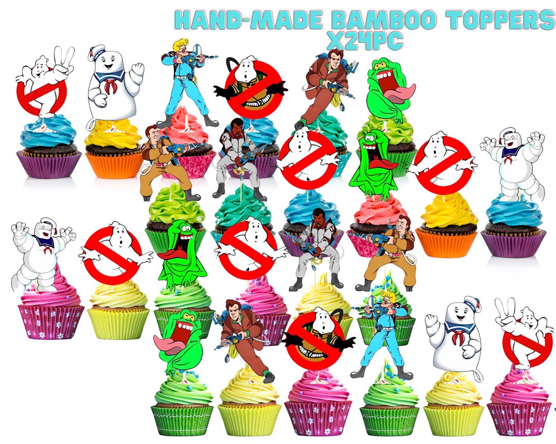 24pc Ghostbusters Cupcake Cake Topper Happy Birthday Party Supplies ...
