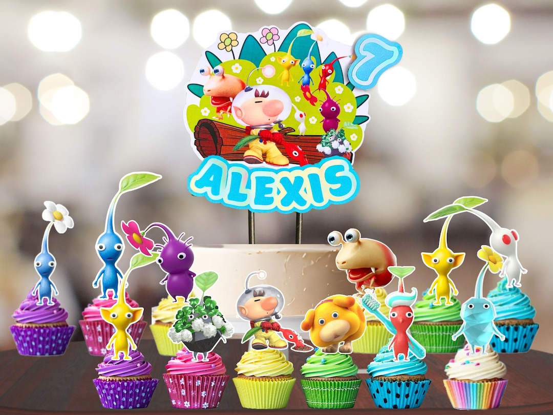 Personalized Pikmin Cupcake Cake Happy Birthday Party Supplies Baby ...