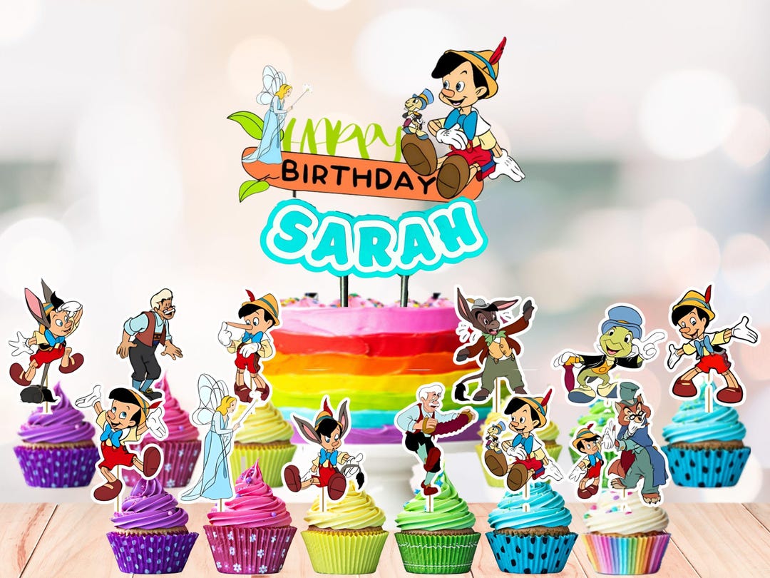 Personalized 24pc Pino Cupcake Cake Happy Birthday Party Supplies Baby ...