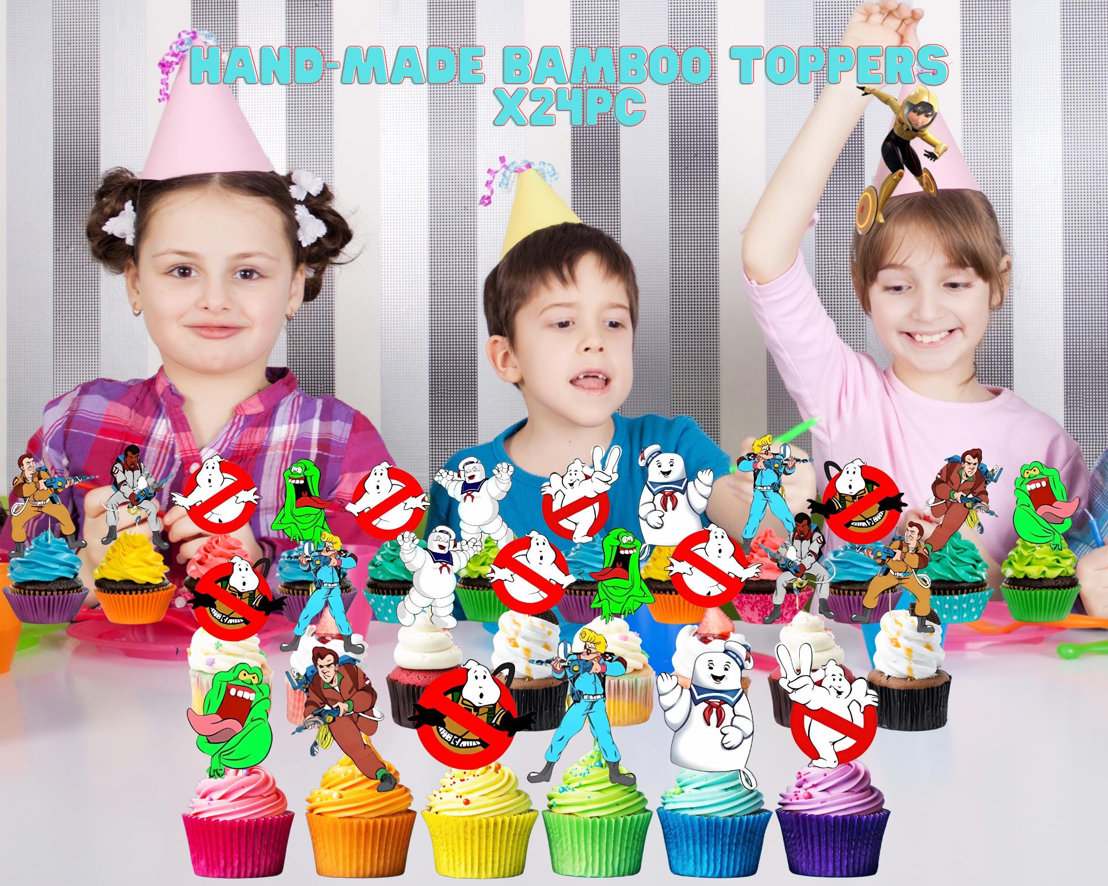 24pc Ghostbusters Cupcake Cake Topper Happy Birthday Party Supplies ...