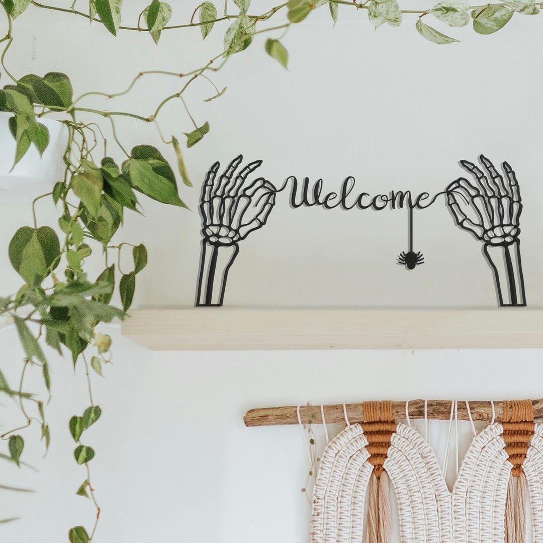 Custom Metal Skeleton Text Sign Personalized Halloween Family Plaque ...