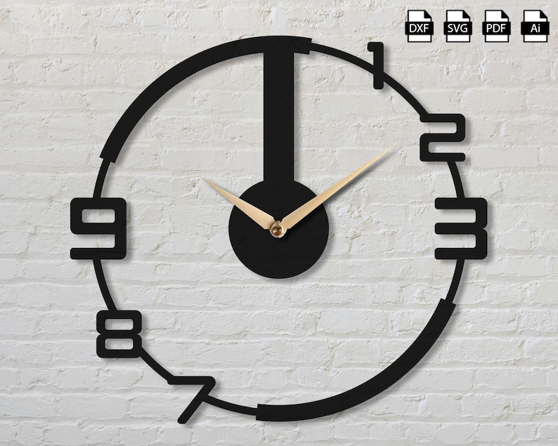 Minimalist Wall Clock Laser Cut File: CNC Plasma Waterjet (digital ...