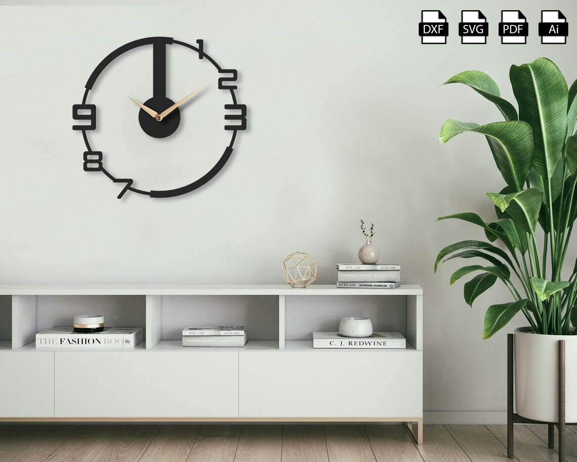 Minimalist Wall Clock Laser Cut File: CNC Plasma Waterjet (digital ...