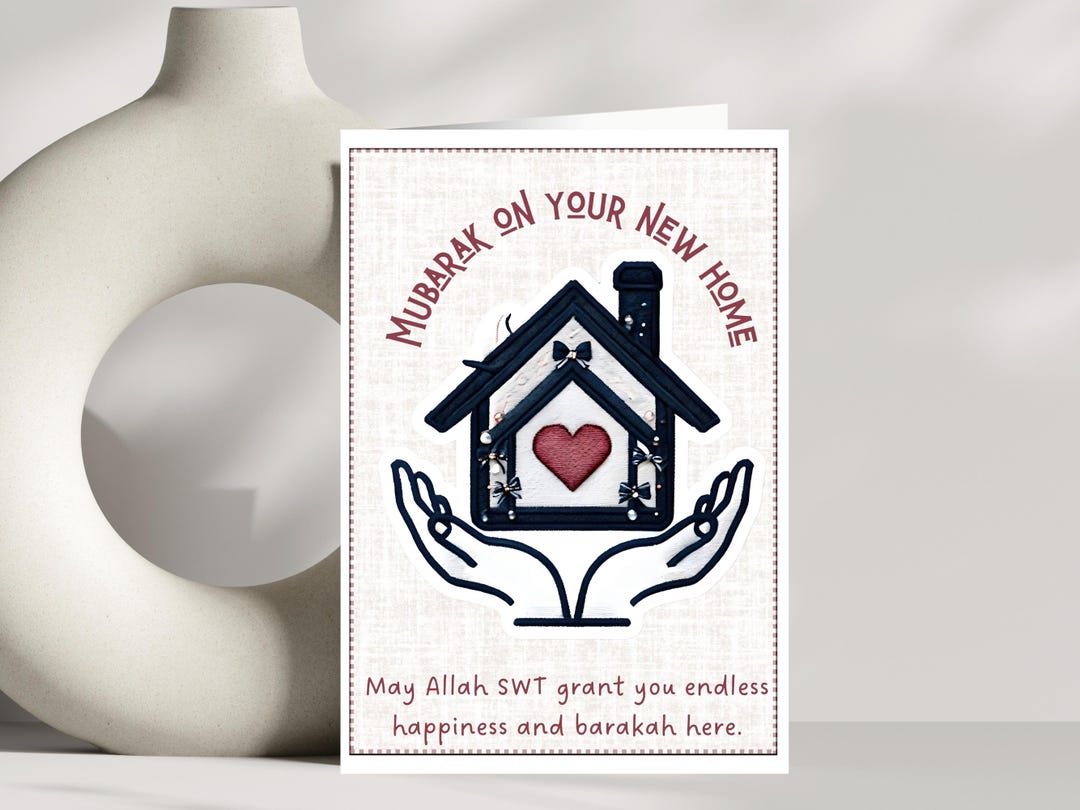 Faux Embroidery New Home Barakah Card for Muslim Islamic Card Perfect ...