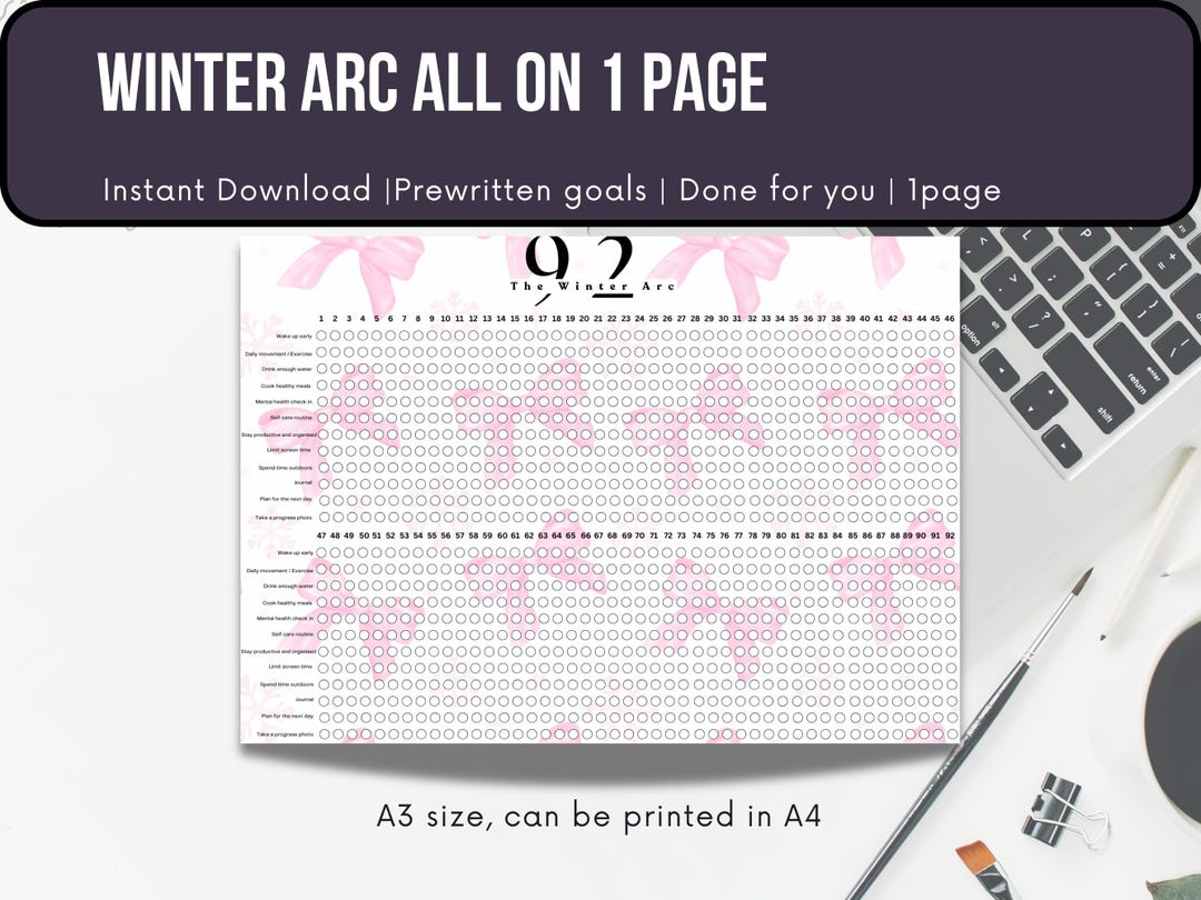 Winter Arc Checklist, Simple One-page Goal Tracker (digital PDF) - Etsy
