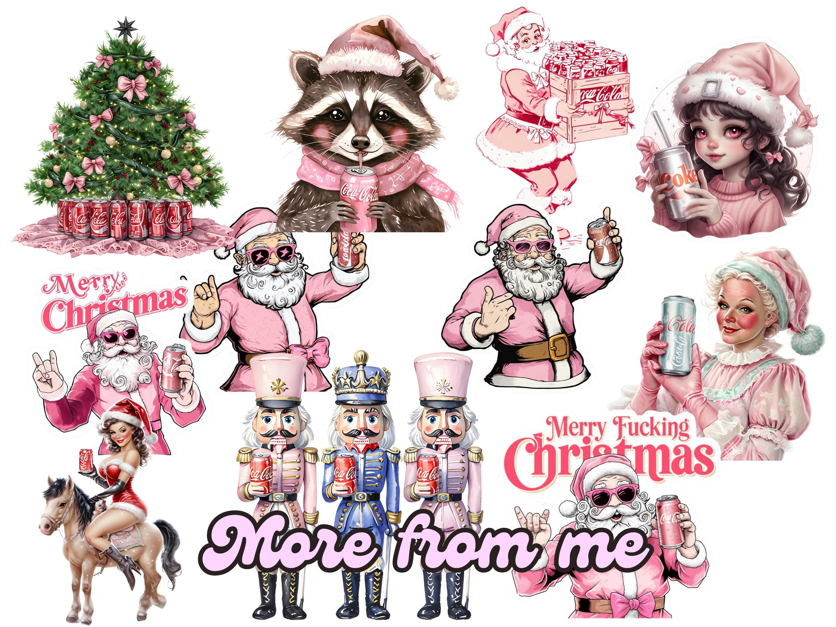 Coquette Raccoon Santa Diet Coke PNG, Christmas Sublimation (digital ...