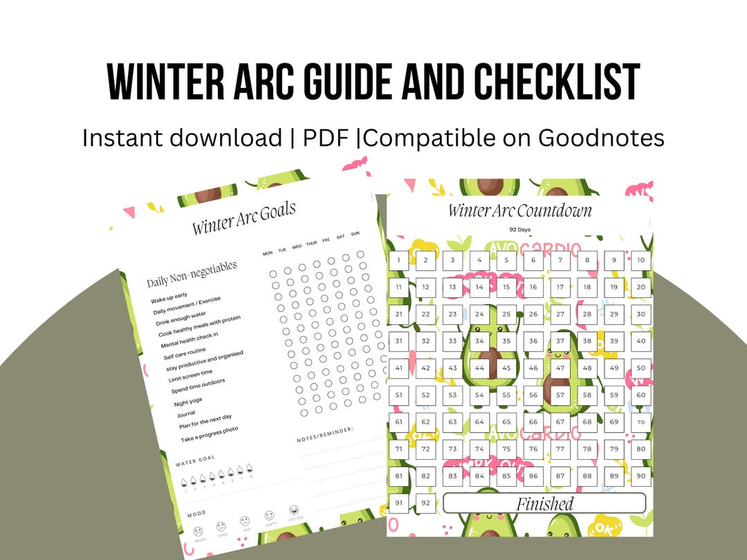 Avocado Easy Explained Winter Arc Tracker Planner Diary, 92 Days ...