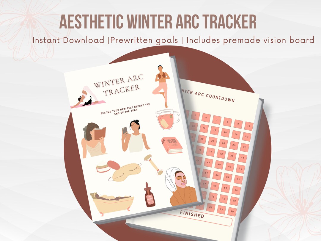 Aesthetic Winter Arc Tracker Planner Diary, 92 Days Challenge, Winter Wellness Challenge, Girls ...