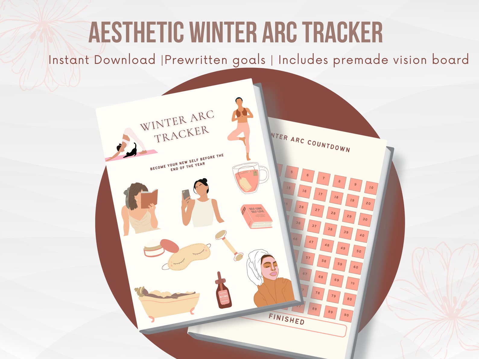 Aesthetic Winter Arc Tracker Planner Diary, 92 Days Challenge, Winter ...