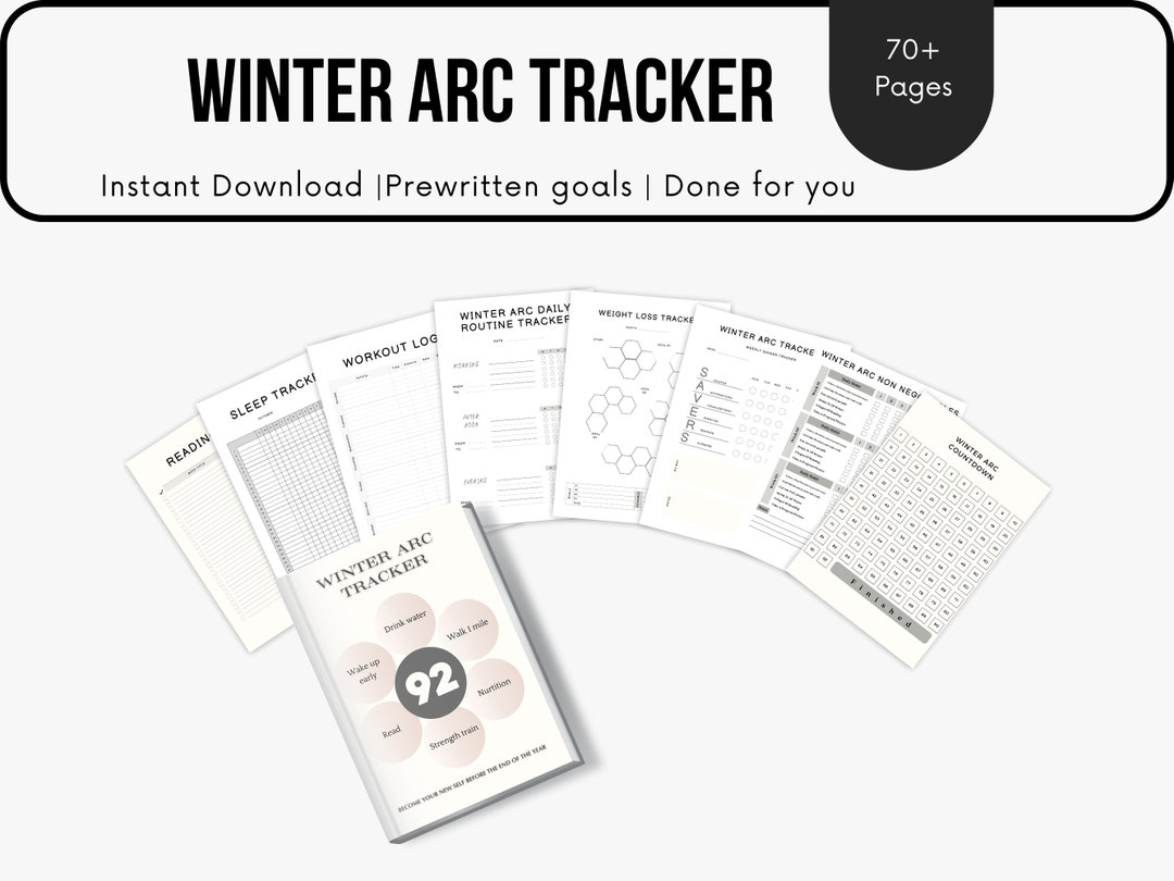 Winter Arc Tracker Planner Diary, 92 Days Challenge, Winter Wellness ...