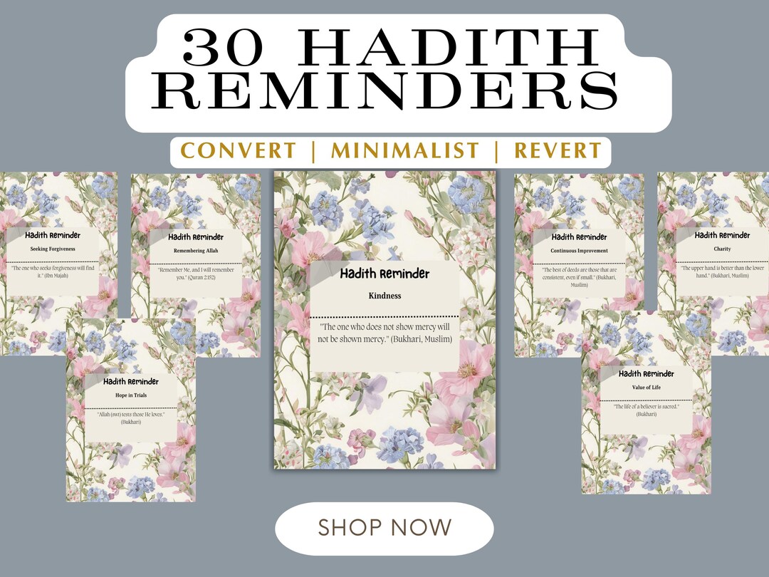 30 Floral Hadith Cards for Muslim | Gift for a Revert | Dua Hadith ...