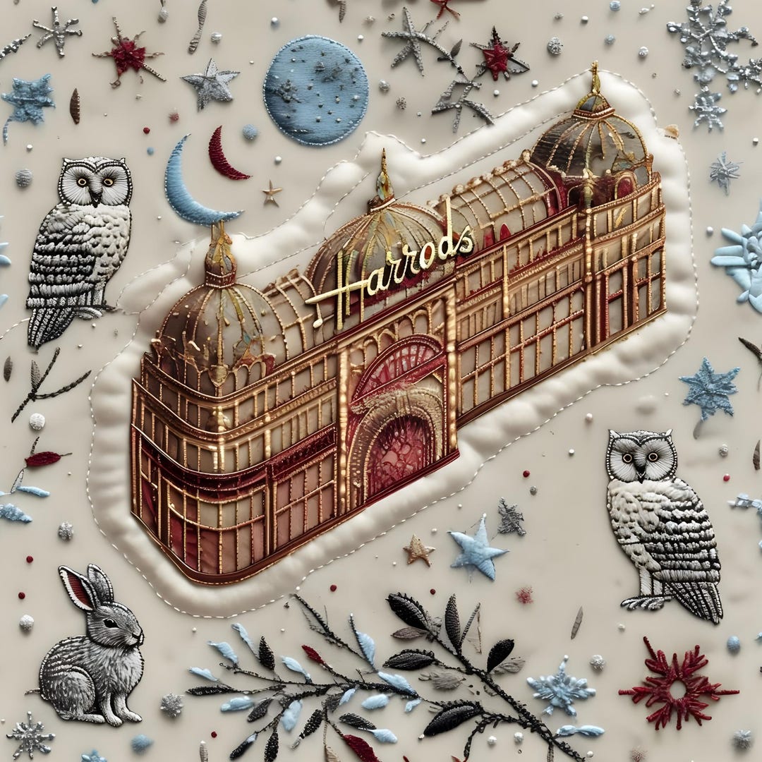 London Harrods Embroidery Seamless Patterns, Digital Paper, Travel ...