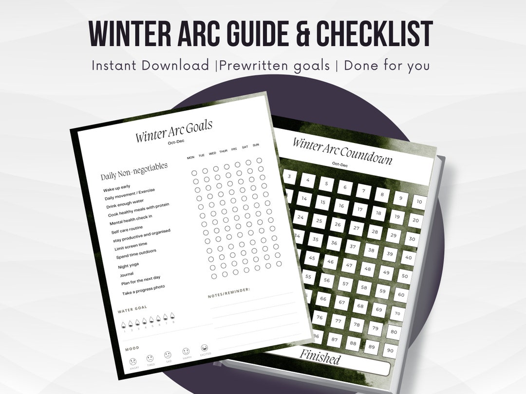 Easy Explained Winter Arc Tracker Planner Diary, 92 Days Challenge, Winter Wellness Challenge ...