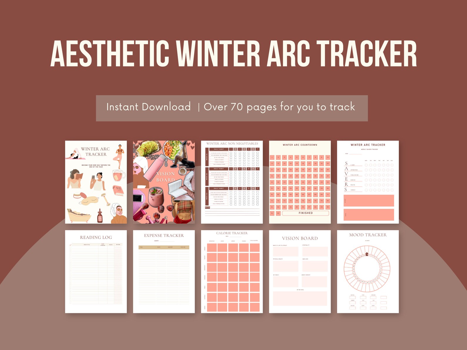 Aesthetic Winter Arc Tracker Planner Diary, 92 Days Challenge, Winter ...