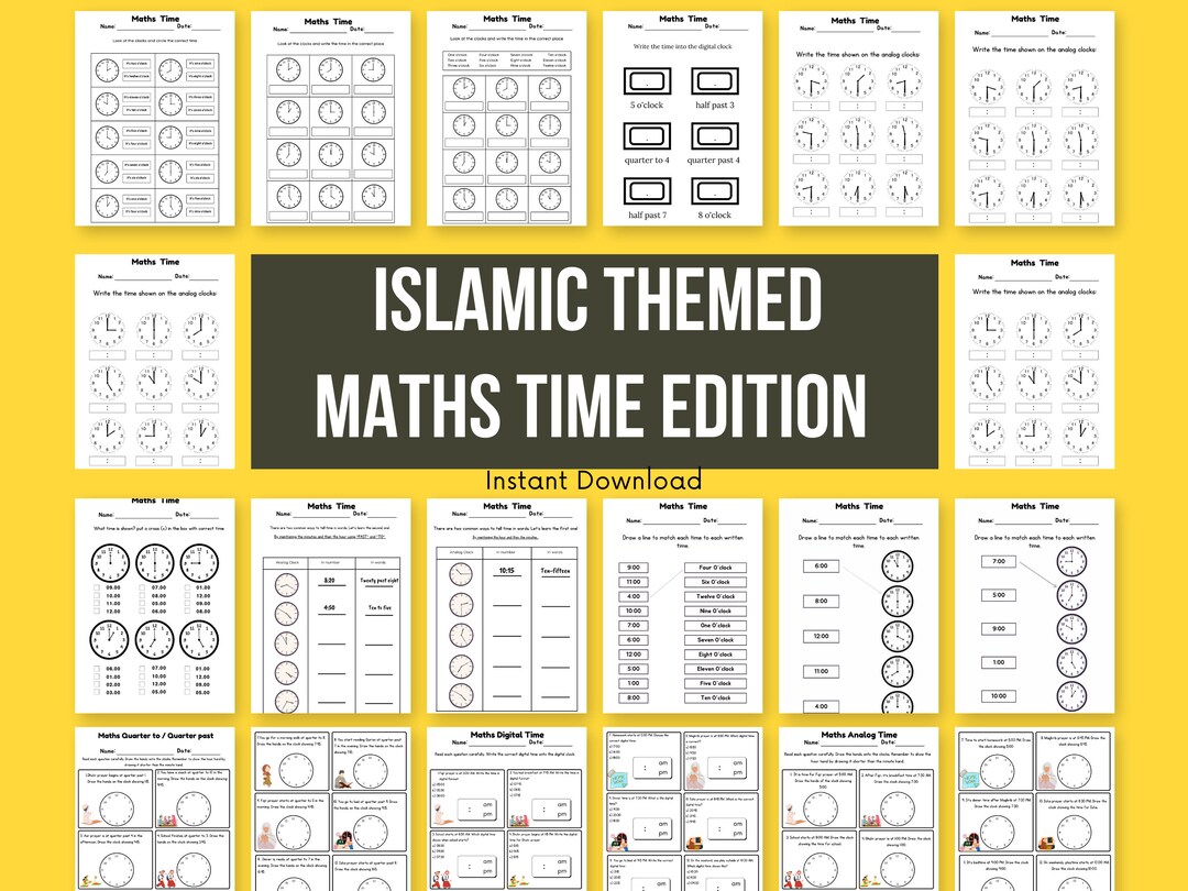 Islamic Time-telling Practice Booklet for Kids| Learn Analog | Digital ...