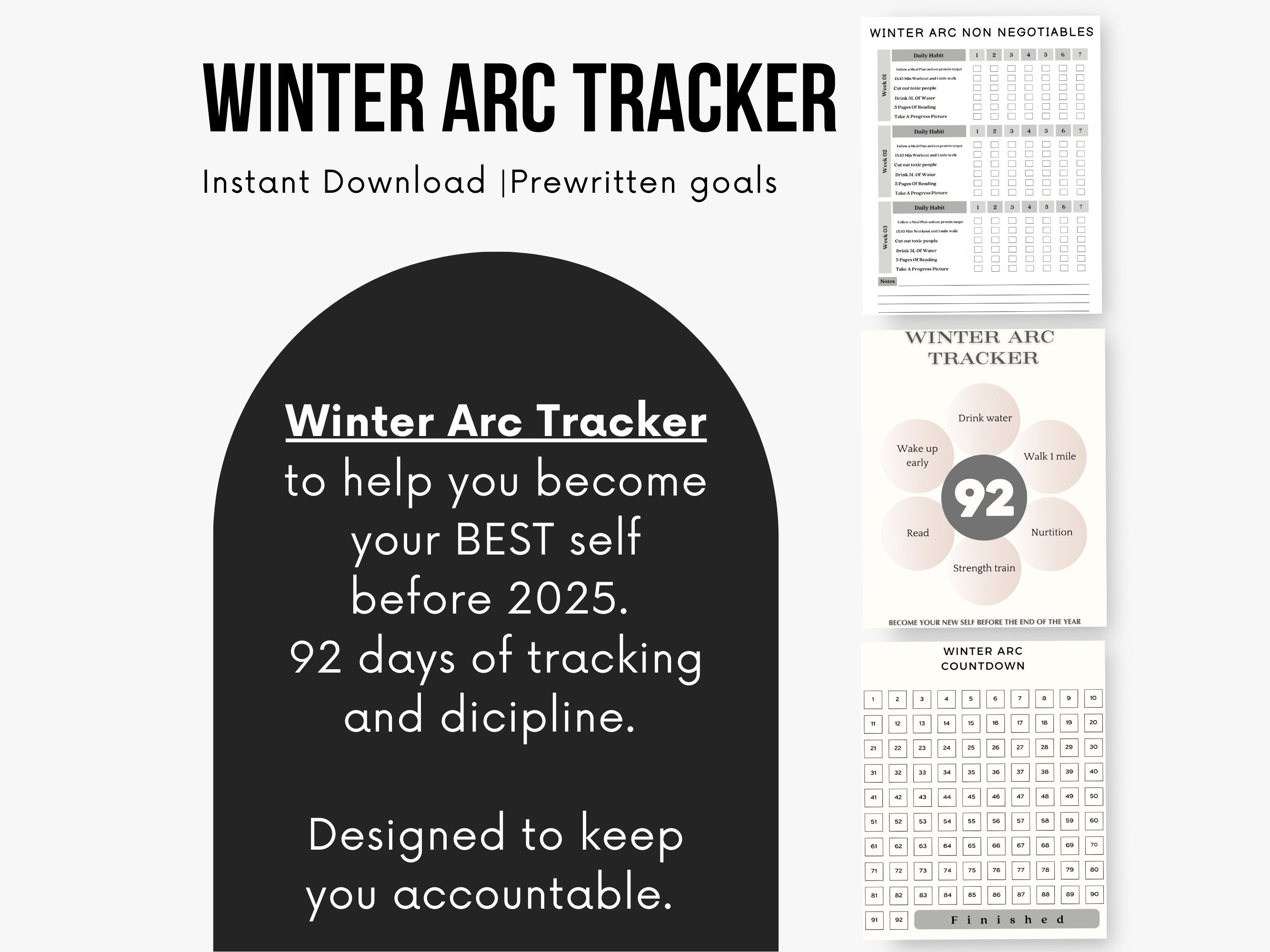 Winter Wellness Tracker, 92 Day Challenge, Health, Mood, Self-care ...