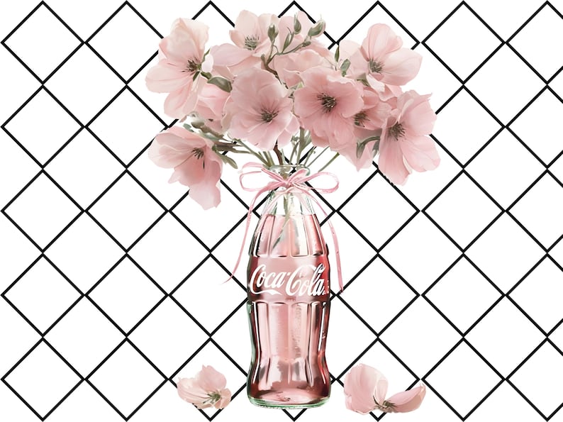 Coquette Diet Coke Roses PNG SVG: Whimsical Fabric Print (digital ...