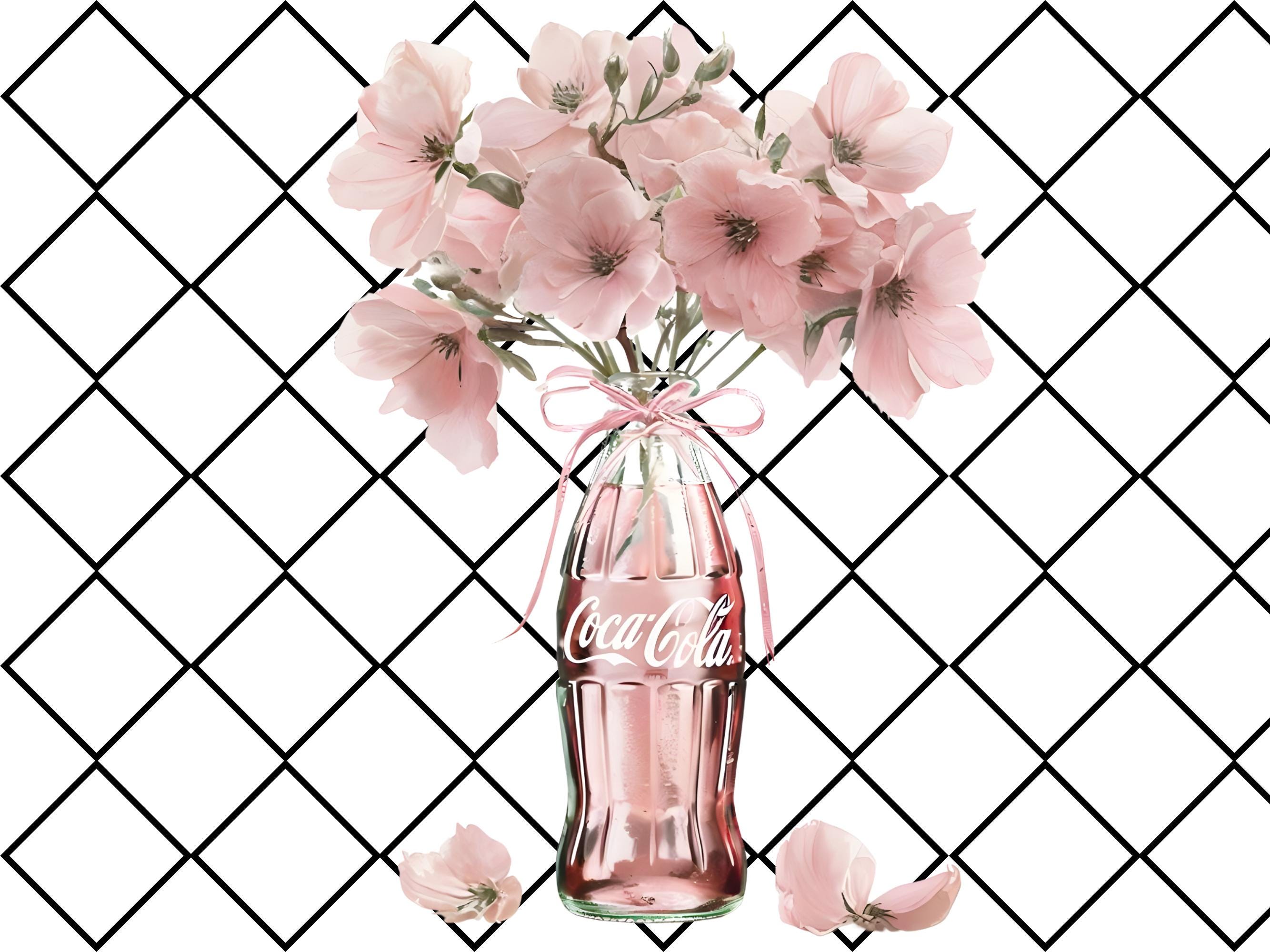 Coquette Diet Coke Roses PNG SVG: Whimsical Fabric Print (digital ...