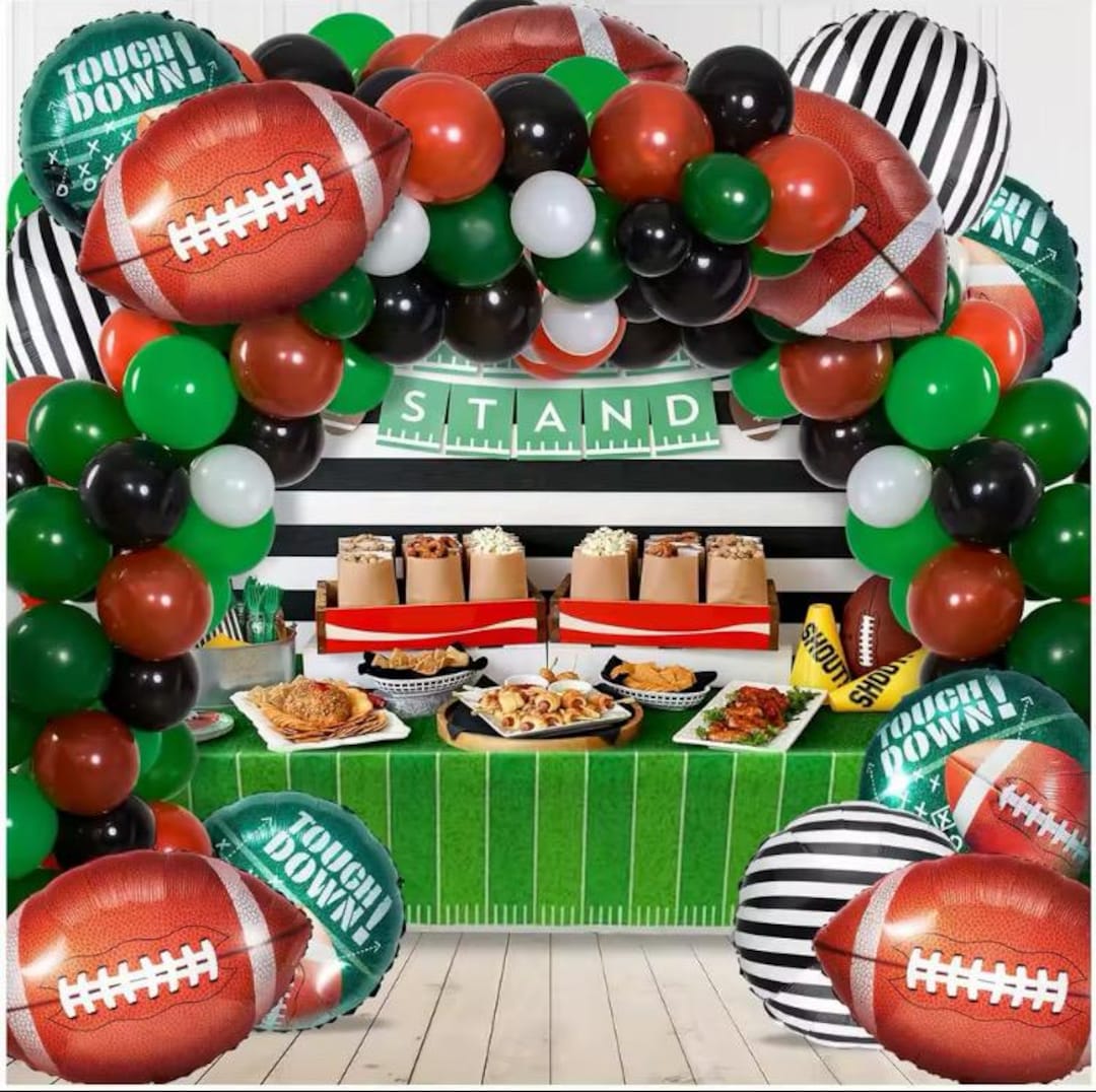 Green and Black Football Balloon Arch Garland | 119 Piece Party ...