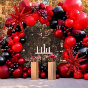 Red Black Burgundy Star Balloon Arch Garland | 95 Piece Classy Gothic ...