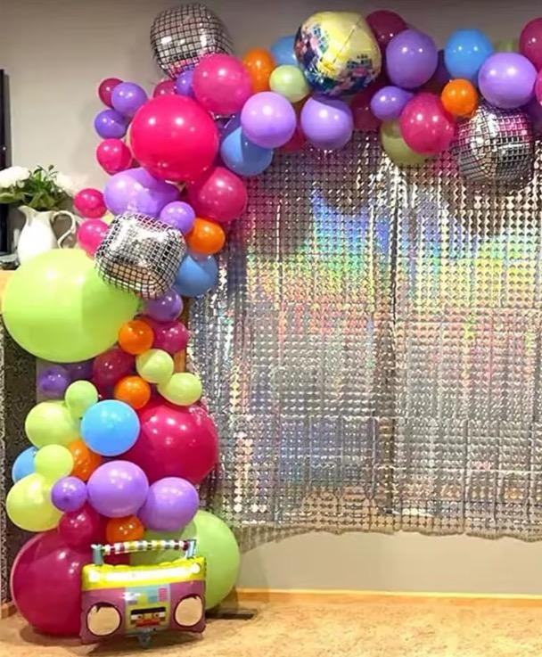 Disco 80s Retro Themed Balloon Arch Garland Kit | 80 Piece Neon Party ...