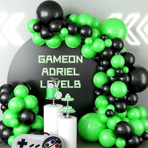 Green and Black Gamer Balloon Arch Garland | 86 Piece Party Decorations ...